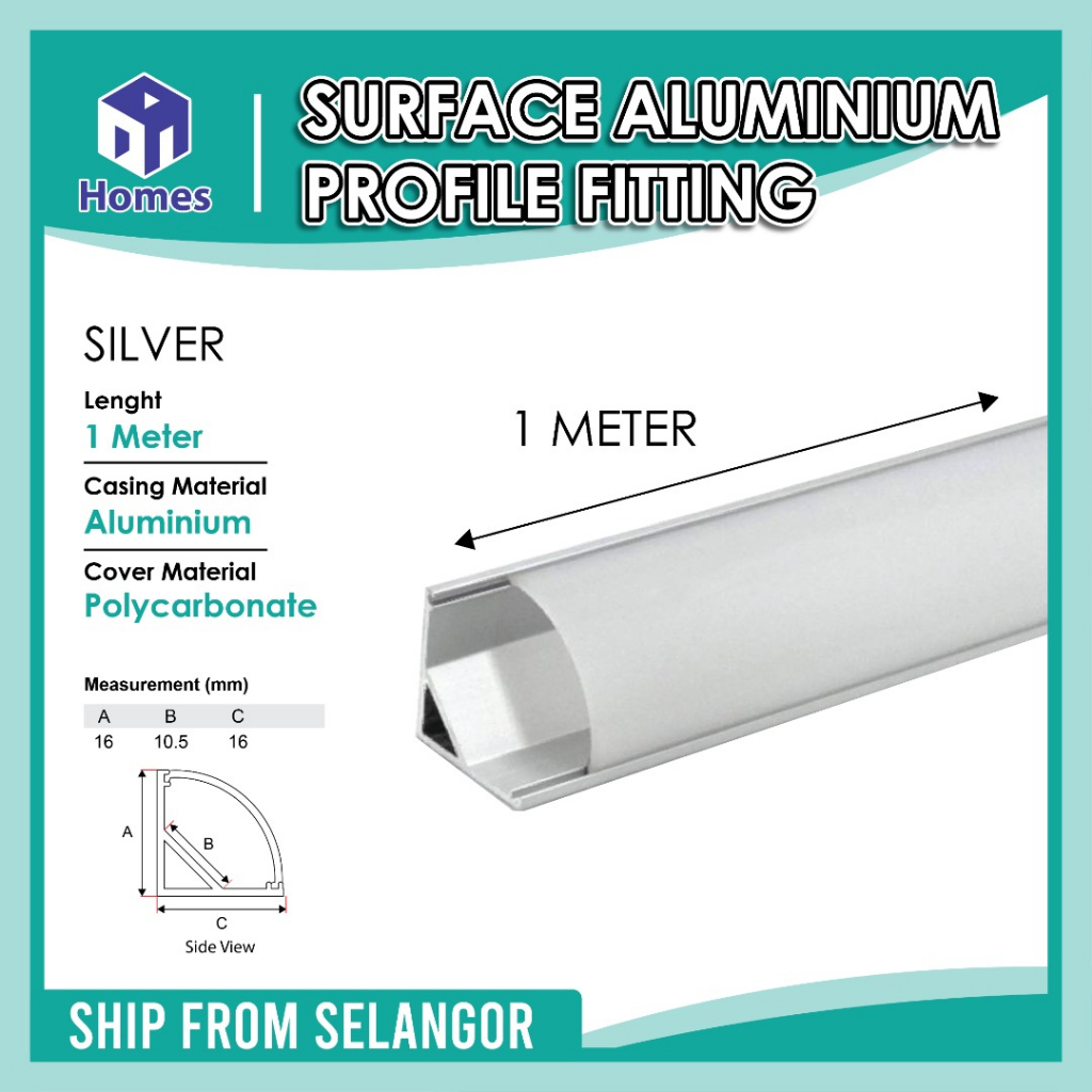 Corner Aluminium Profile Fitting, LED Strip Casing | Shopee Malaysia