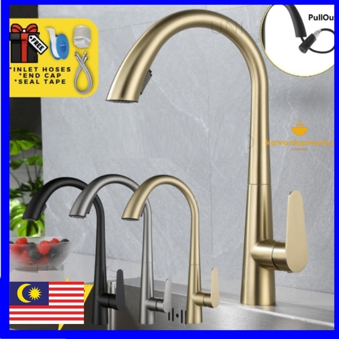SUS304 Kitchen Faucet 304 Stainless Steel Pull Out Faucet Mixer Tap ...