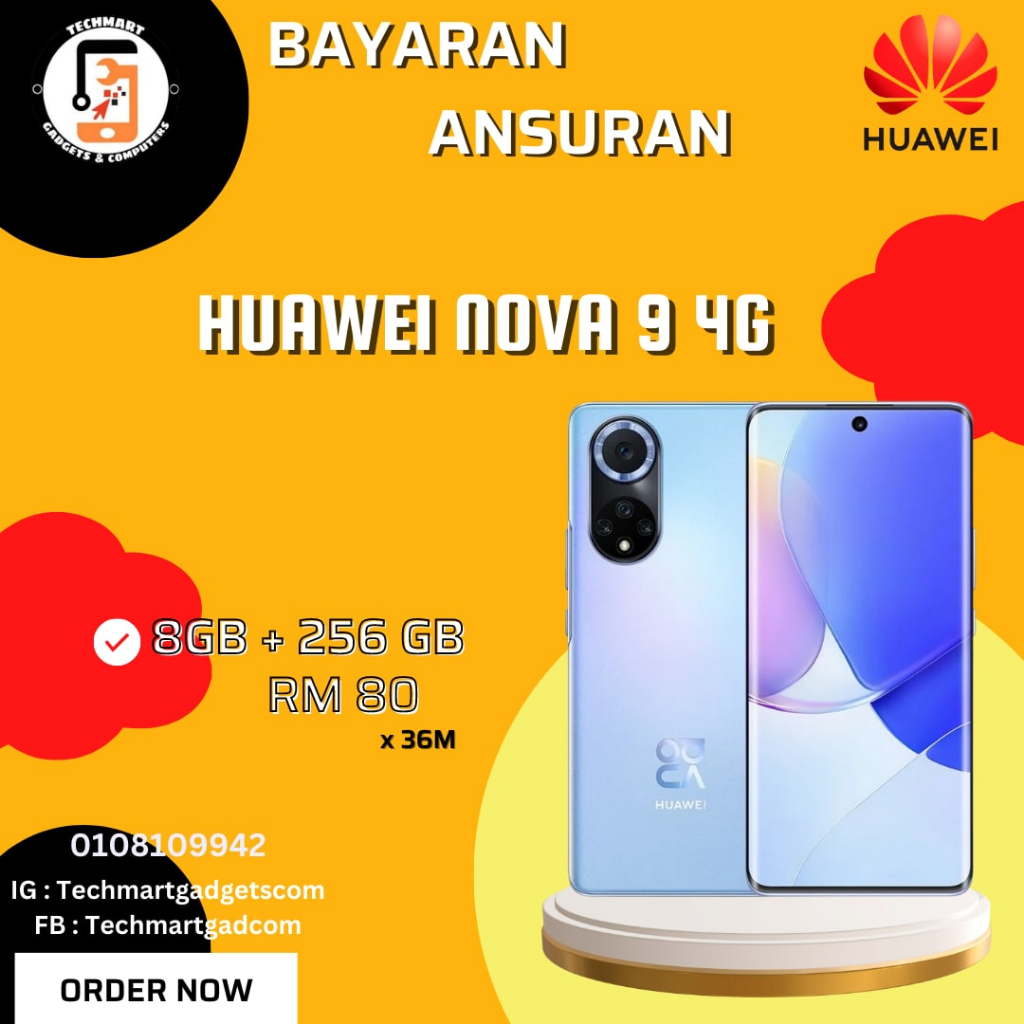 HUAWEI NOVA 9 4G PM DULU CHEAPEST ANSURAN/INSTALLMENT PLAN | Shopee ...