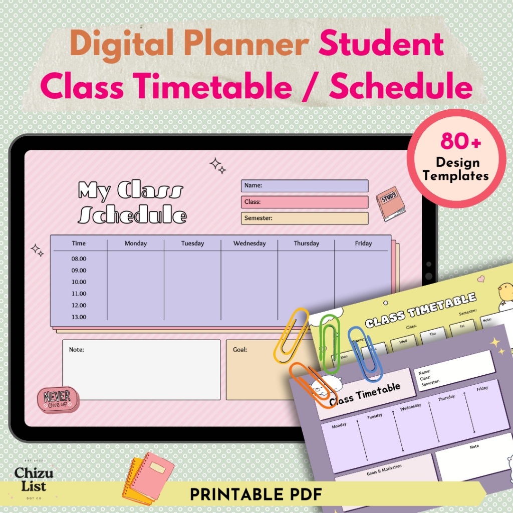 [PRINTABLE PDF] Student Class Schedule / Timetable | School University ...