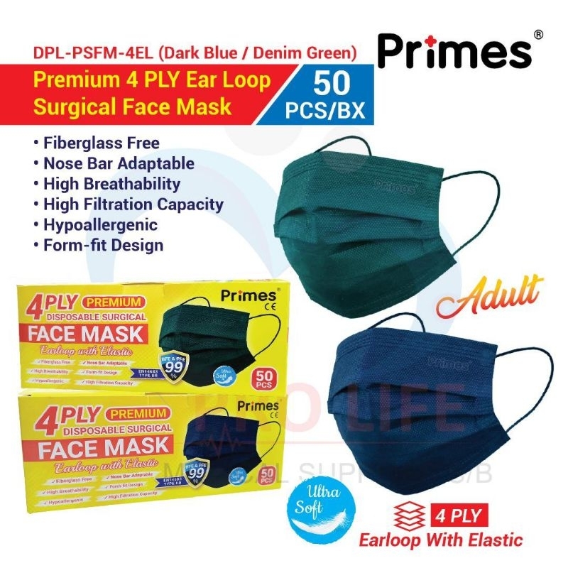 Primes Adult Face Mask 4ply (MDA Approved) | Shopee Malaysia