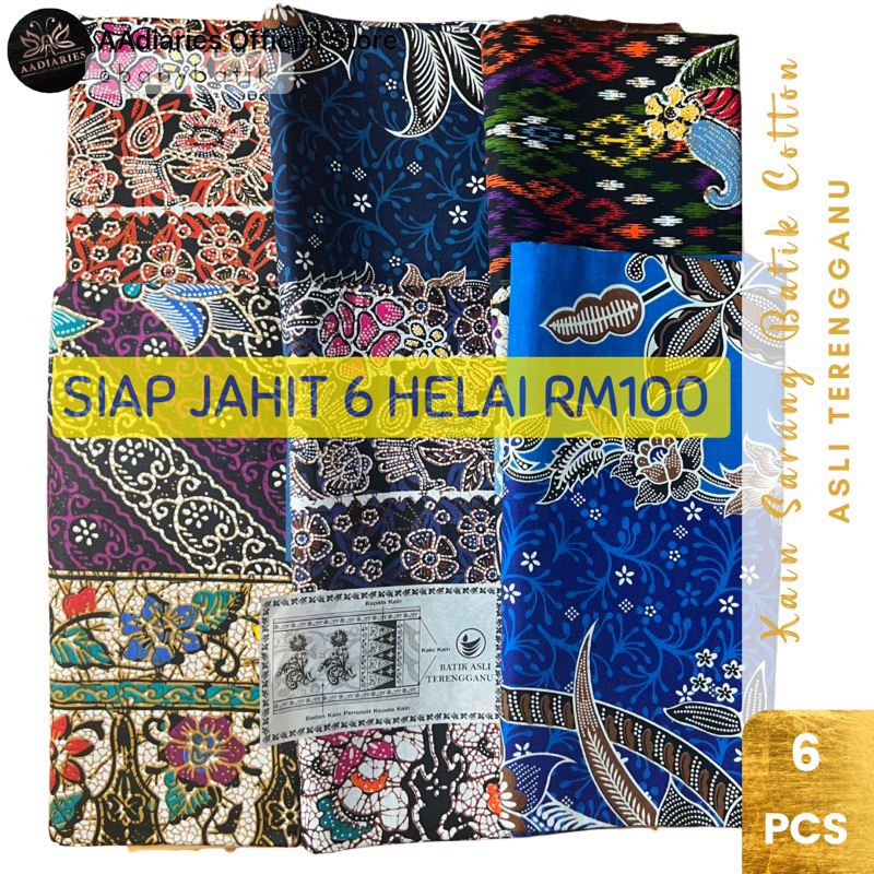 [6 Helai] Borong Kain Batik Asli Terengganu Cotton - Belum Jahit | Siap ...