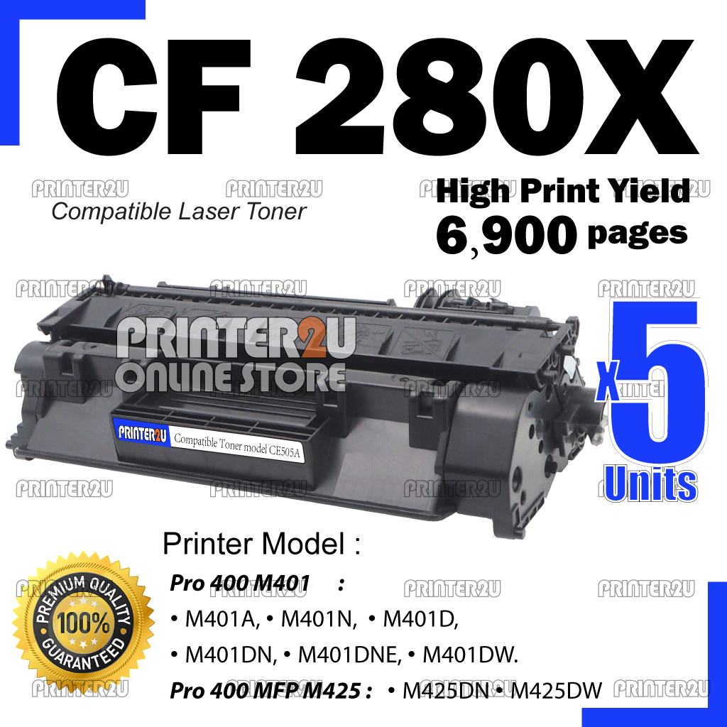 5x Compatible Toner HP CF280X 80X HP80X CF280A LaserJet Pro 400 M401 ...