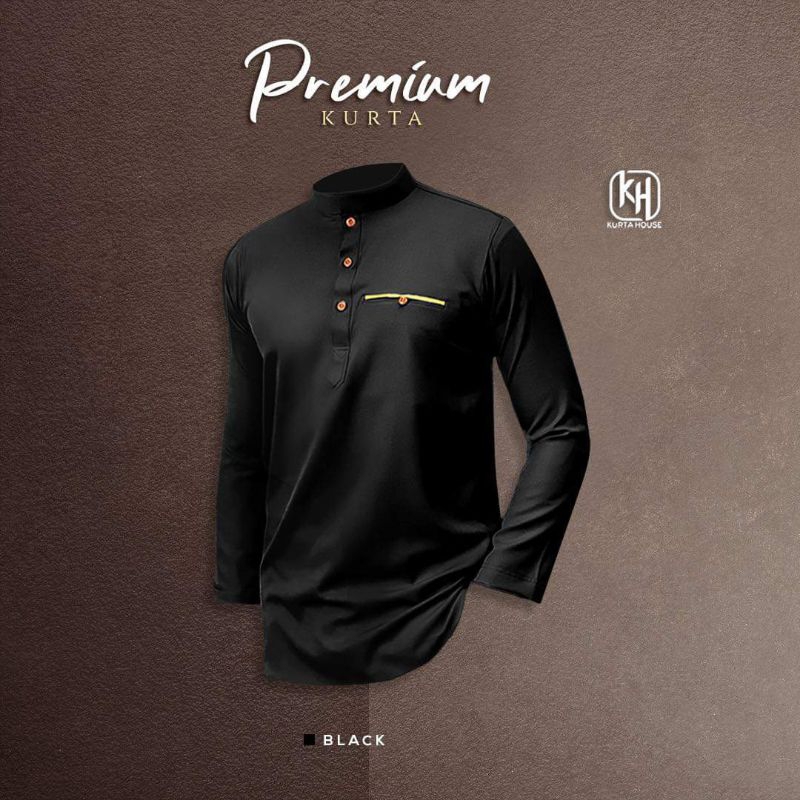 Kurta Premium Dewasa Best Quality Material Best Slim Cut Hitam Putih ...