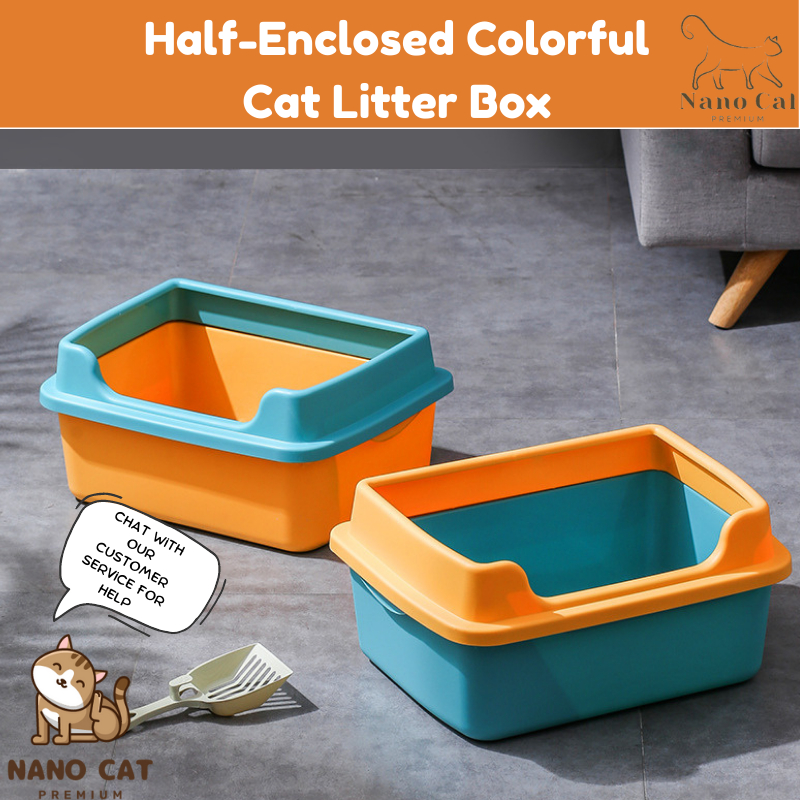 Half Enclosed Cat Litter Box / Colorful & Minimalize Cat Litter Box ...
