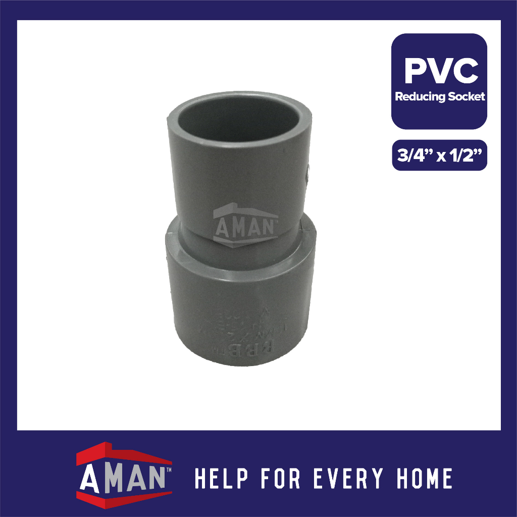 AMAN 1/2" 3/4" 15mm 20mm PVC Fitting Pipe Connector Elbow Socket Elbow Tee PT Socket End Cap ...