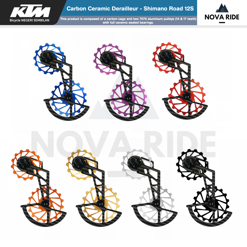 NOVA RIDE Carbon Ceramic Derailleur OVERSIZED CERAMIC PULLEY SHIMANO ...