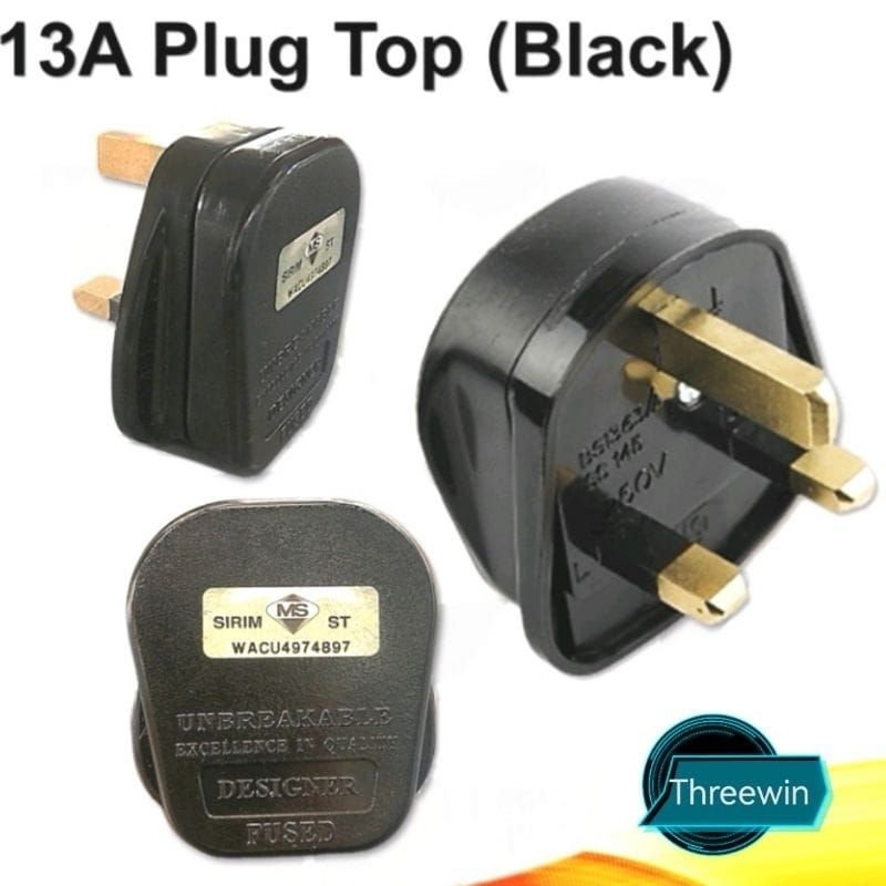 E452 Sirim High Quality 13 Amp 3 Pin Plug Top Black Colour(1Pcs ...