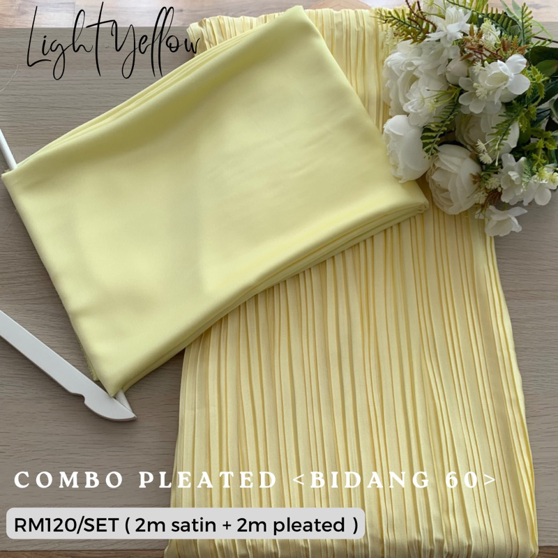 kain pleated satin dan set combo pleated dengan satin plain sesuai ...