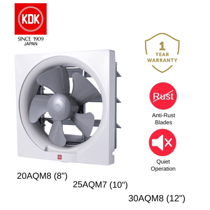 KDK Wall Ventilation Exhaust Fan 8” / 10” / 12” 20AQM8 / 25AQM7 ...