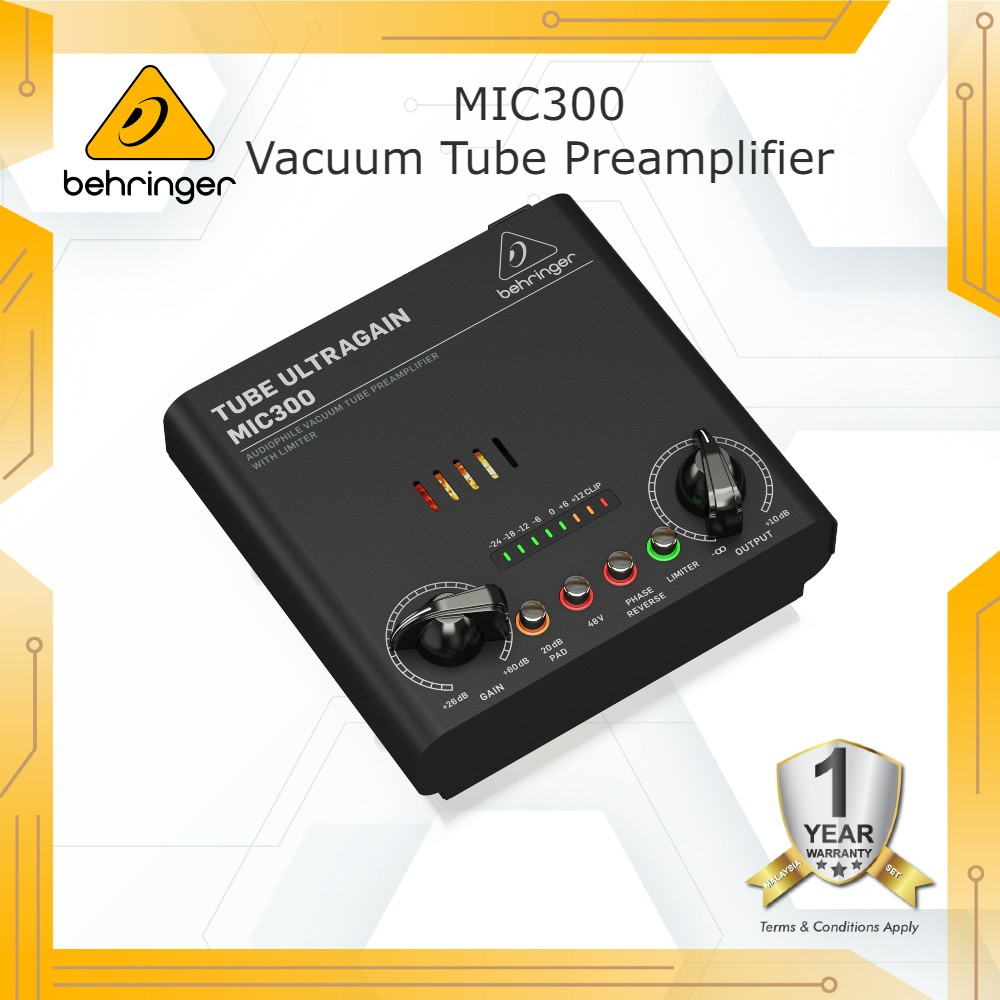 BEHRINGER MIC300 Audiophile Vacuum Tube Preamplifier with Limiter ...