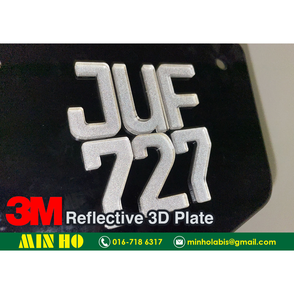 3D 3M White Reflective Number Plate Motorcycle (Custom Design) | Shopee ...