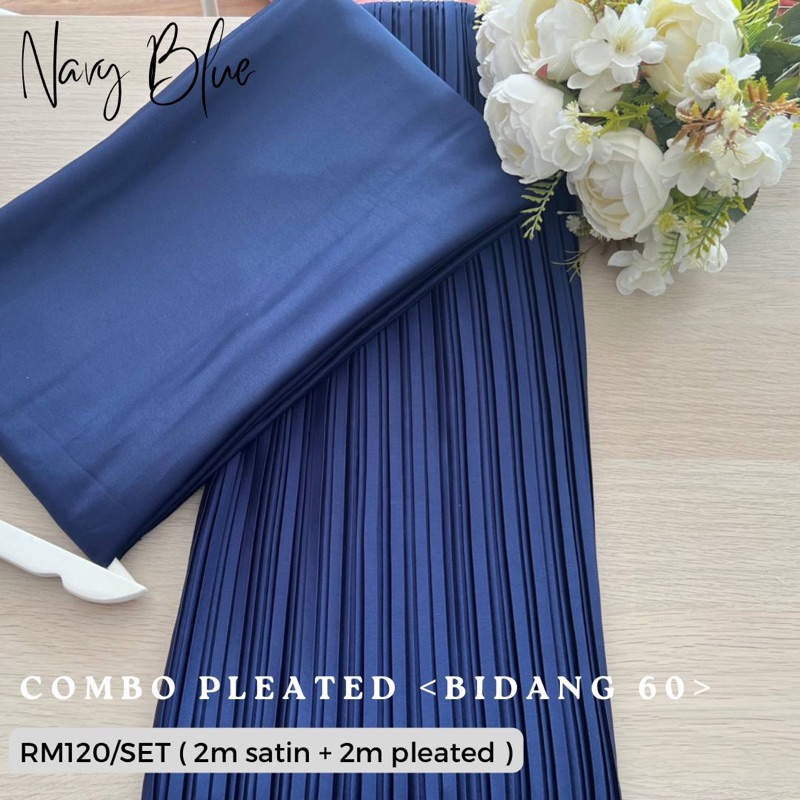 kain pleated satin dan set combo pleated dengan satin plain sesuai ...