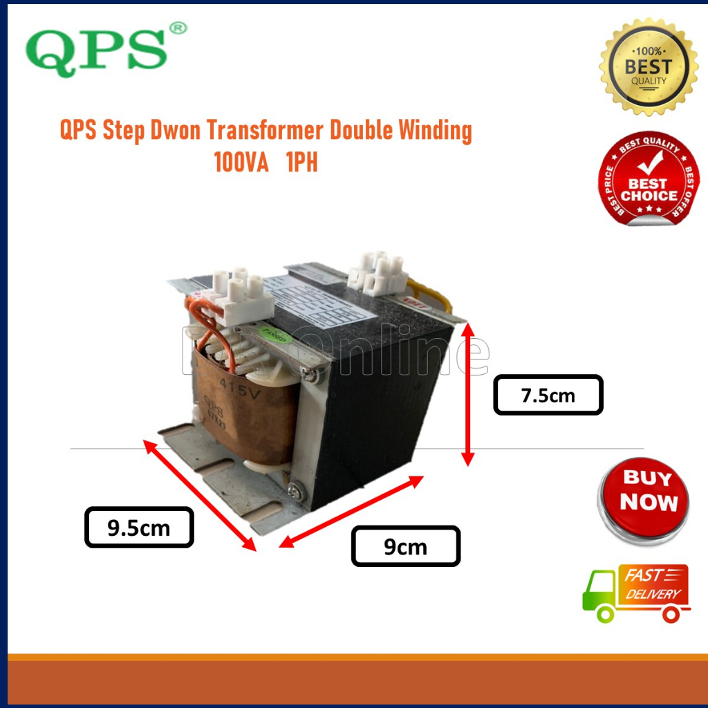QPS Step Down Transformer Double Winding 1Phase 100VA Input 415V Output ...