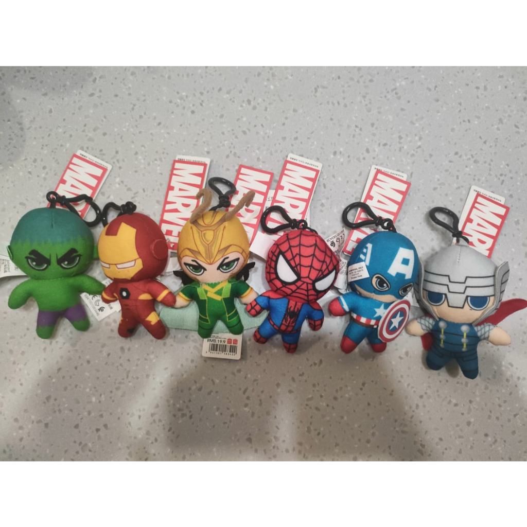 Miniso x Marvel Avengers Plush Pendant Key Chain 12cm tall Bundle ...