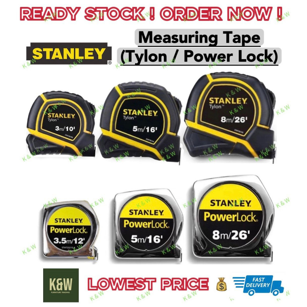 STANLEY MEASUREMENT TAPE POWERLOCK TYLON Tali Tape Ukur / Measuring ...