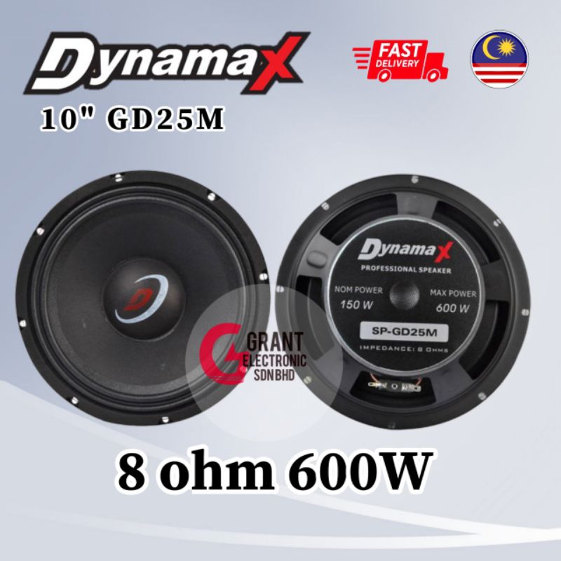 Dynamax 10" Woofer Speaker 8ohm 600w 10inch SRAZDX-GD25M | Shopee Malaysia