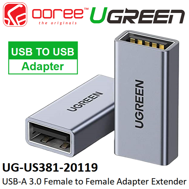 UGREEN US381 USB3.0 USB-A FEMALE TO USB-A FEMALE EXTENDER ADAPTER WITH ...
