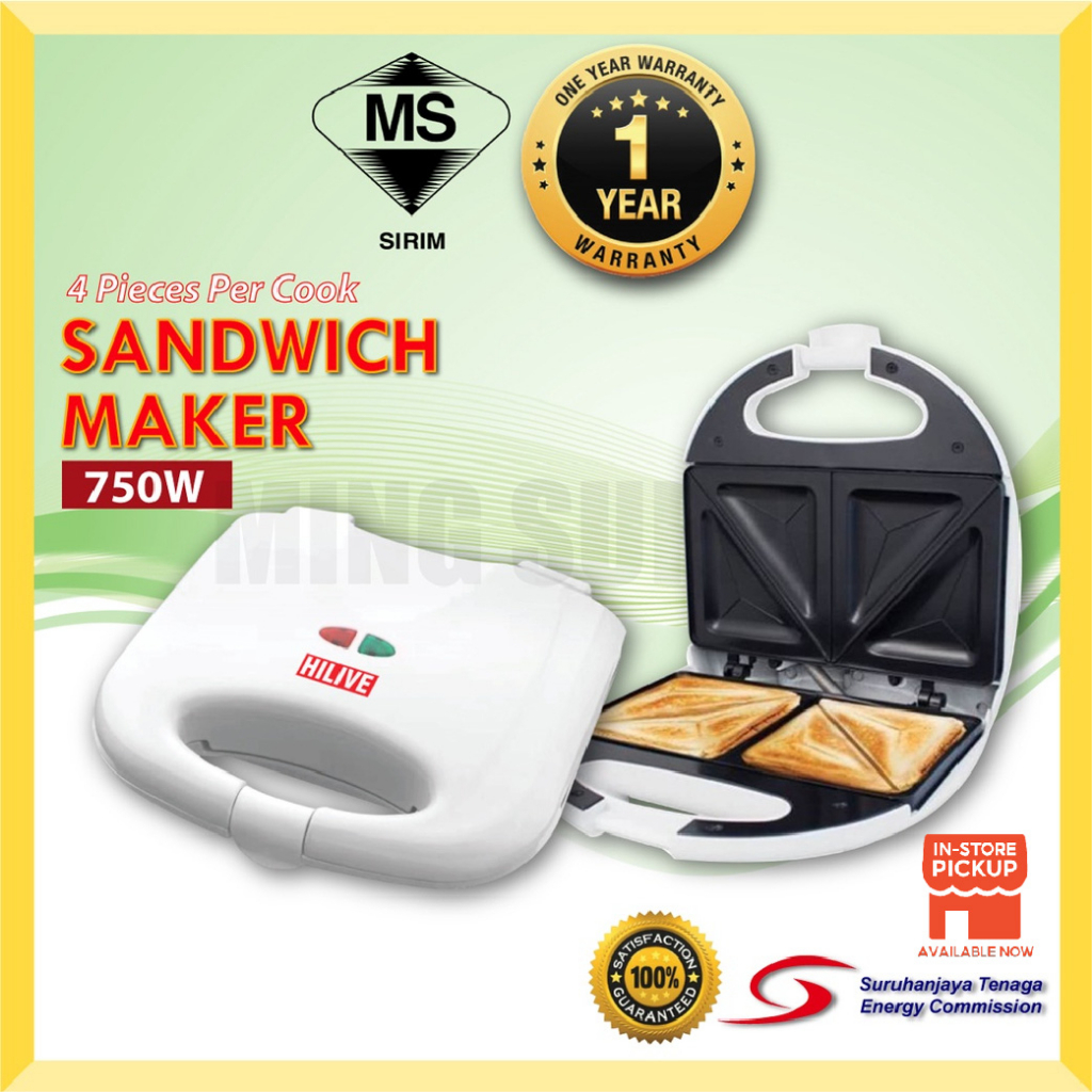 MS_ SIRIM Sandwich Maker 750W Hilive HL-6882SW Pemanggang Pembakar Roti ...