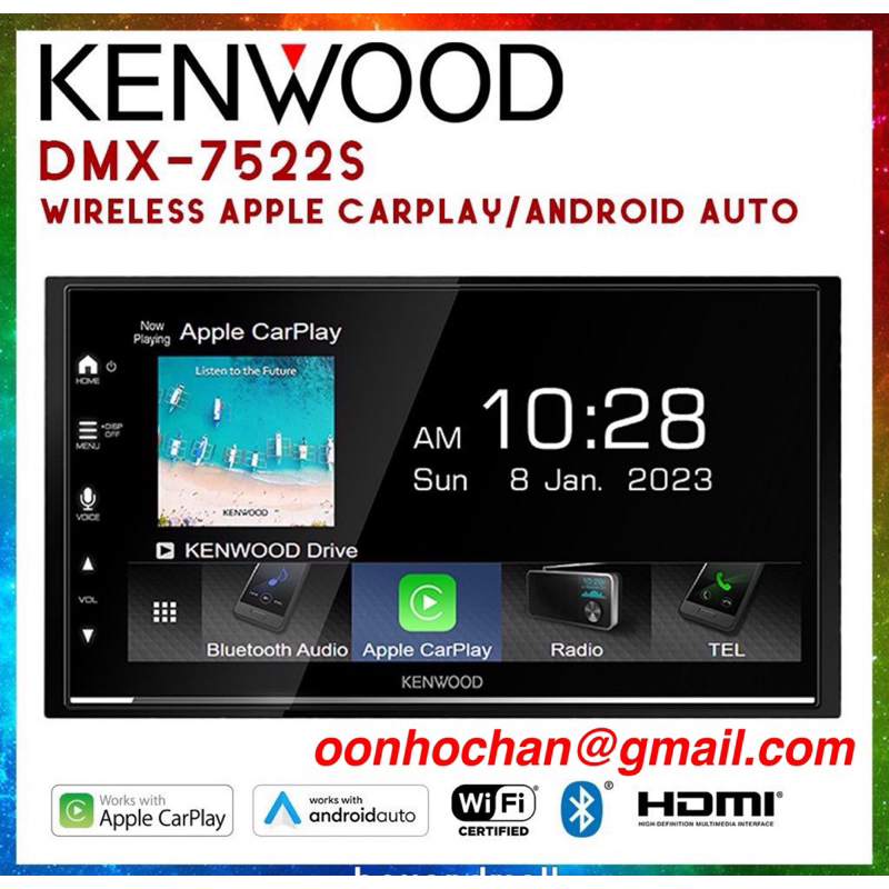 KENWOOD DMX7522S WIFI WIRELESS APPLE CARPLAY & USB ANDROID AUTO 6.8 INCH AV RECEIVER | Shopee ...