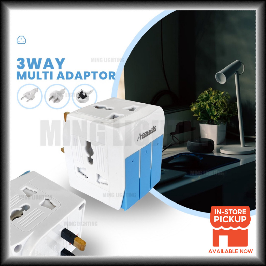 13A Universal Adapter 3 Way Multi Adaptor UK Plug Socket Extension Neon ...