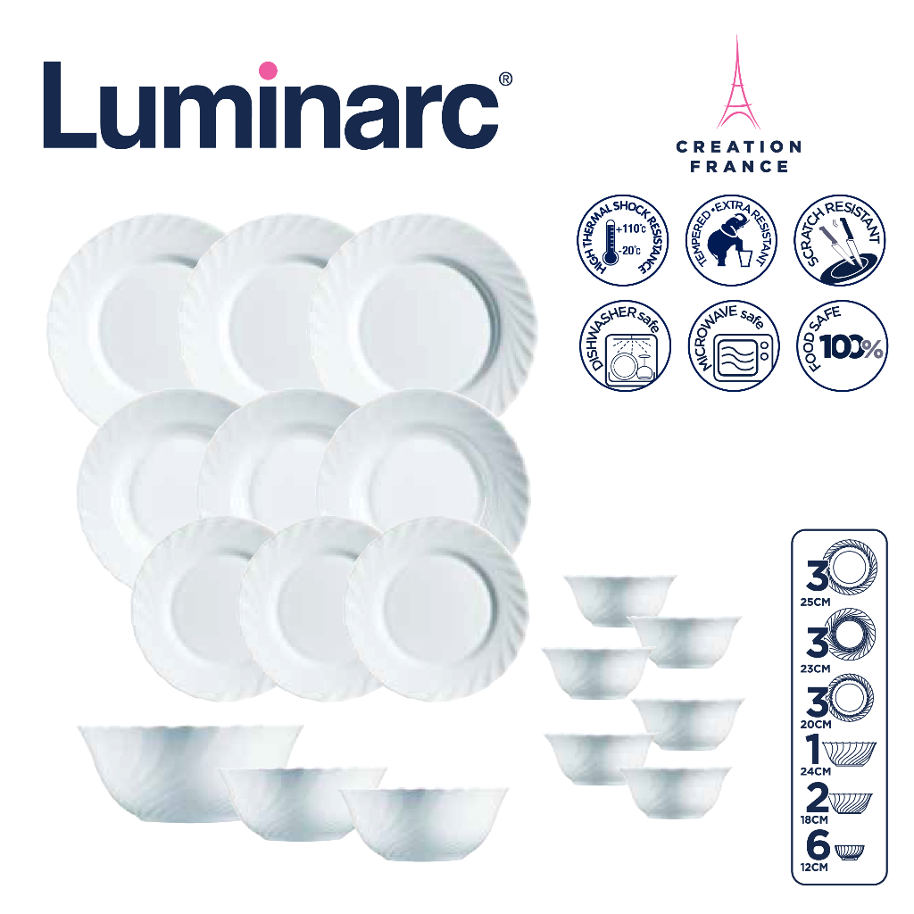 Luminarc Trianon Dinner Set - Vortex Design (18 Pieces) [Model: P0805 ...