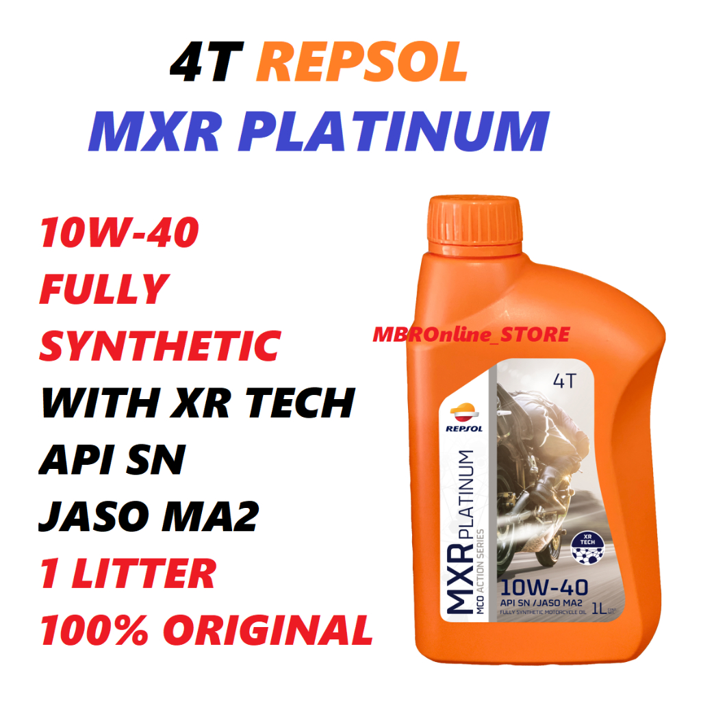 REPSOL 4T FULLY SYNTHETIC 10W40 MXR PLATINUM SN JASO MA2 HONDA REPSOL ...