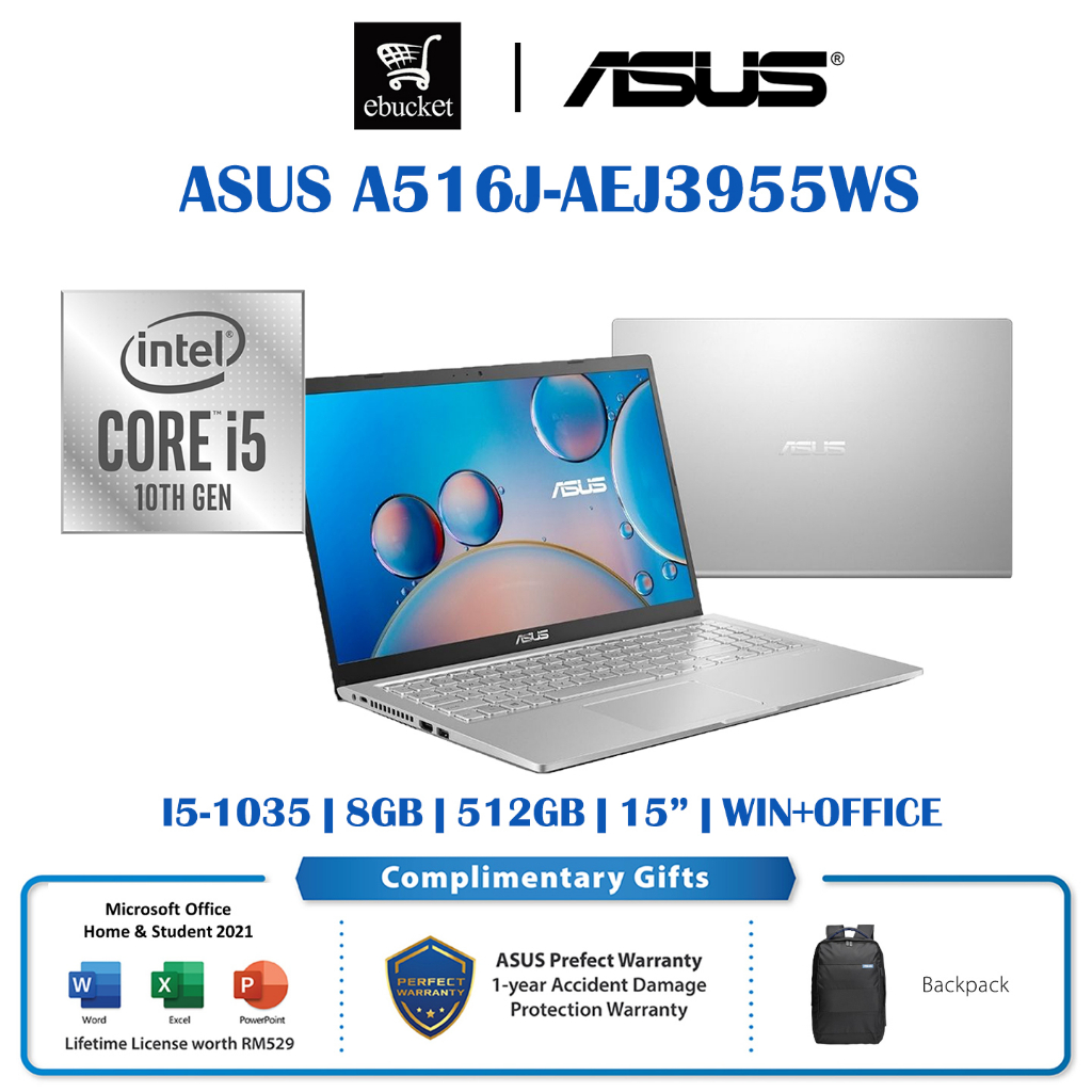 ASUS Vivobook 15 Laptop A516J-AEJ3955WS Laptop / Notebook ( I5-1035 ...