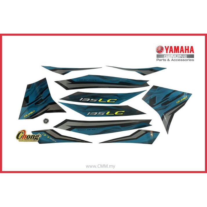 Yamaha LC135 V7 Cyan / Hijau Body Stripe/ Sticker (CM6) Original HLY ...