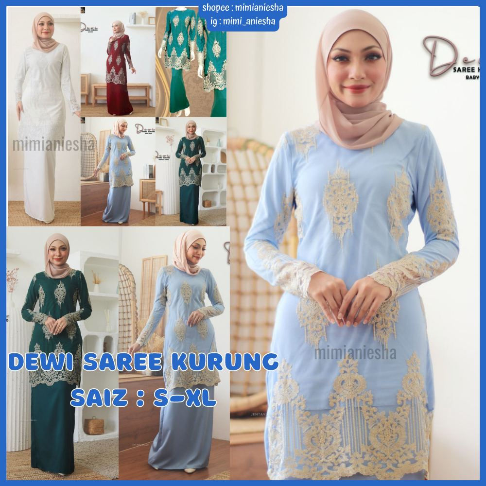 Dewi Saree Kurung Baju Raya 2023 Baju Kurung Saree Kurung Lace Baju ...