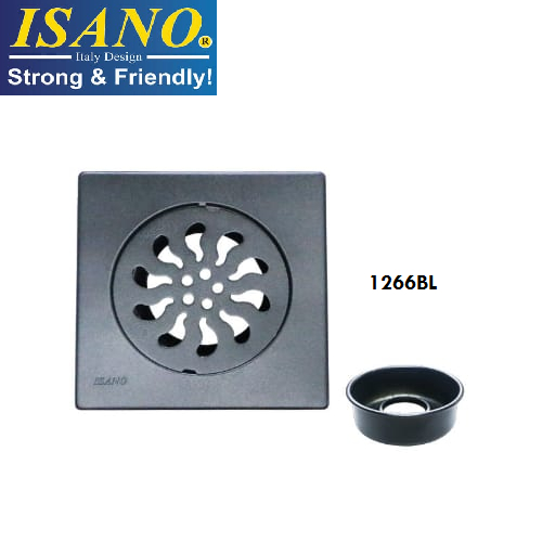 ISANO 6" x 6" NANO BLACK GRATING WITH FILTER / BLACK FLOOR TRAP ...