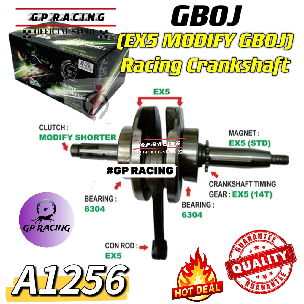 GBOJ Racing Crankshaft (EX5 PNP GBO J) 6304 Rod Ex5 HP A1256 "GP RACING ...
