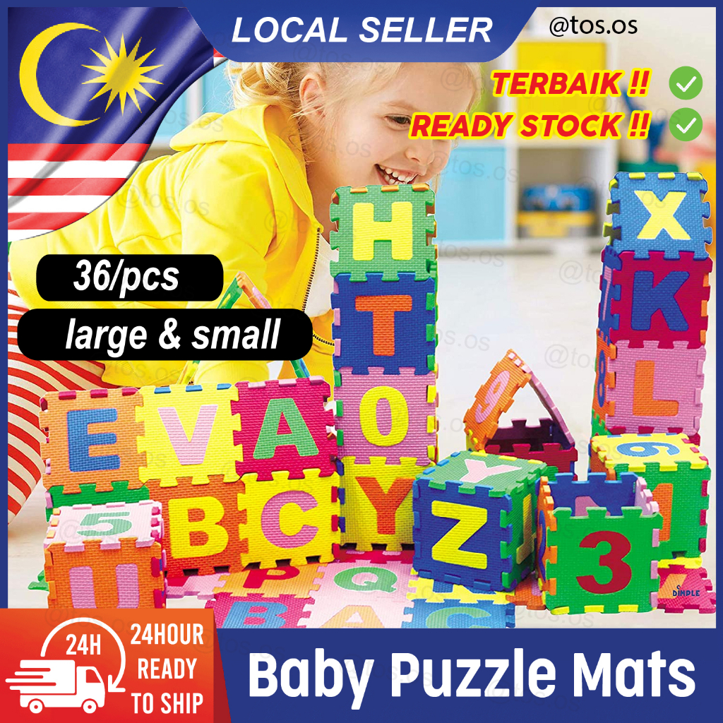 36pcs Styrofoam Numbers & Letters Baby Puzzle Mats Kids Soft EVA Foam ...