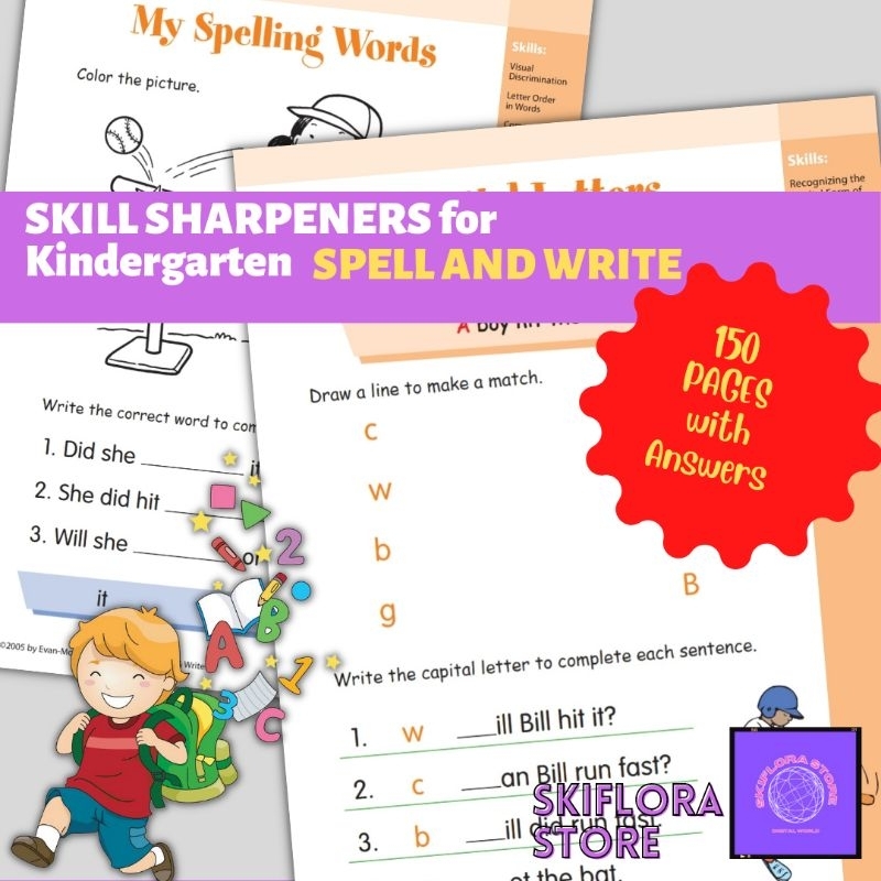 [SS204] Spell and Write Practice Worksheet for Kindergarten with ...