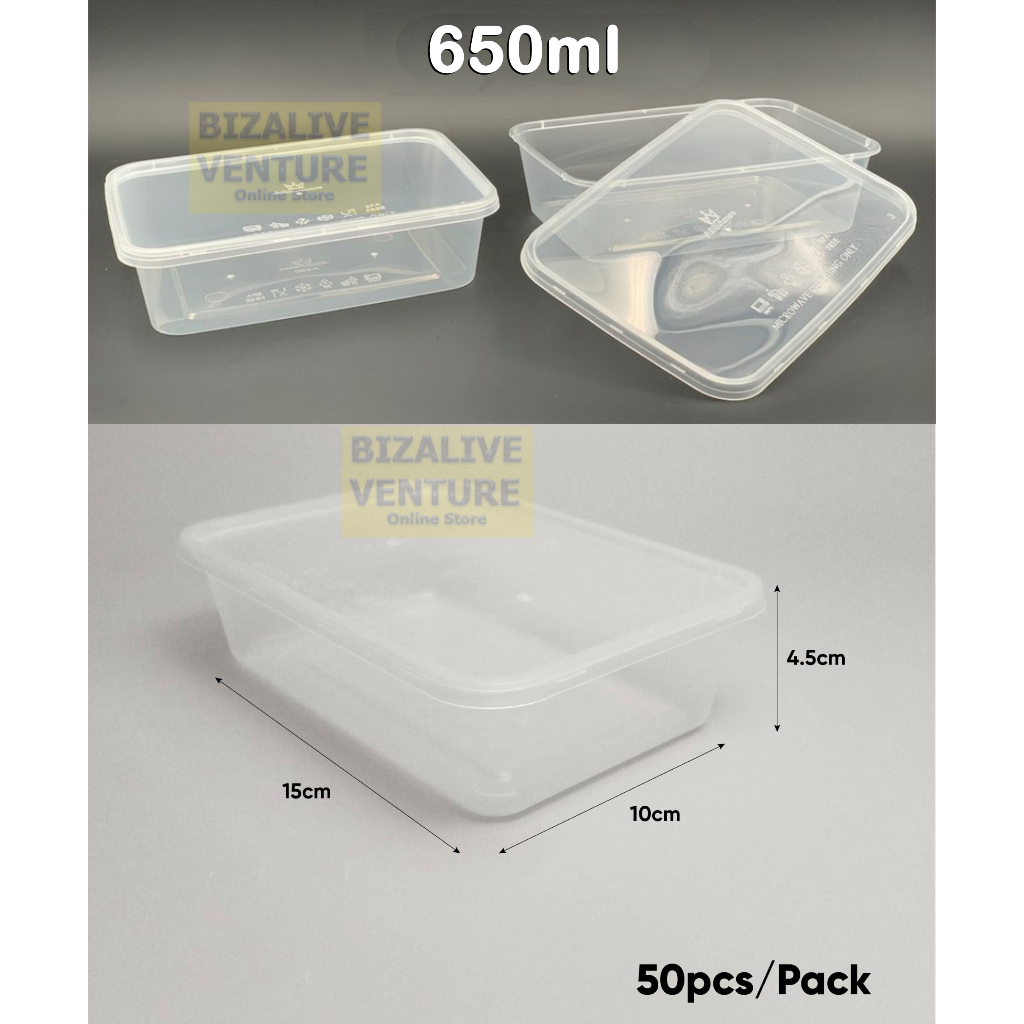 (MICROWAVE SAFE) Disposable Plastic Food Container | Rectangular ...