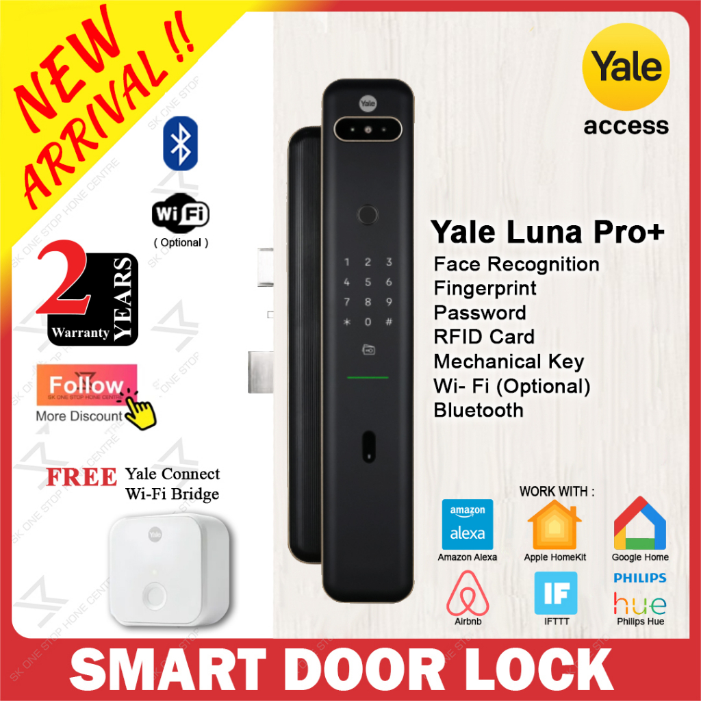 YALE Push Pull Smart Door Lock (FREE Yale Connect Wi-Fi Bridge) Yale ...
