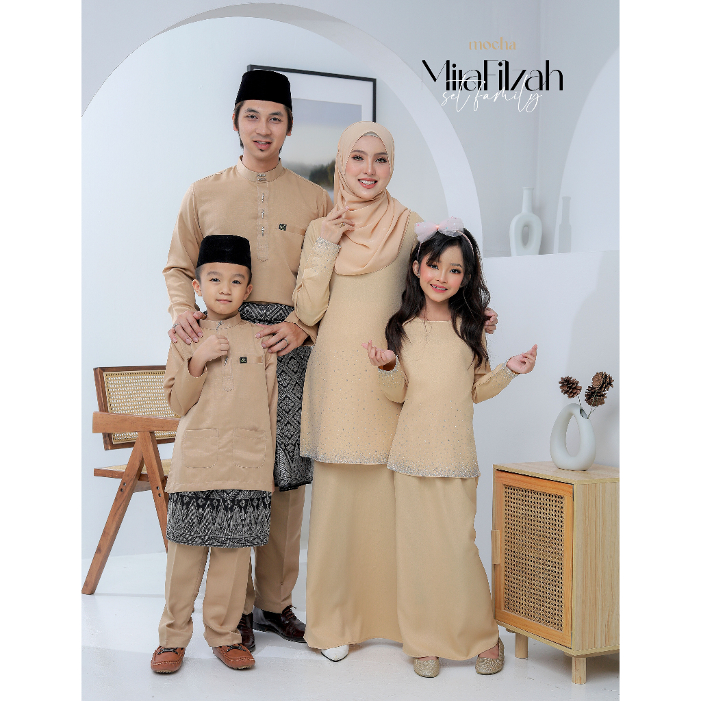 Moff Set Family BAJU Kurung Moden MIRA Filzah IN MOCHA Dewasa | Budak by MOFF2U | Shopee Malaysia