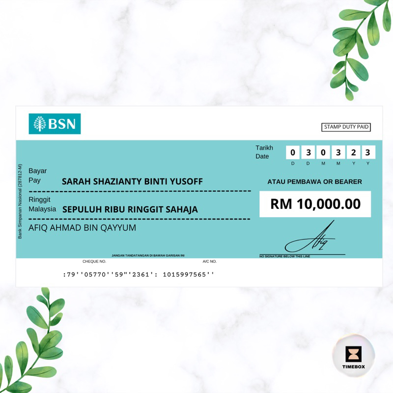 Mock Cheque / MockUp Cheque / Replika Cek SOFTCOPY SAHAJA (PDF & PNG) - BUKAN CEK KOSONG ...