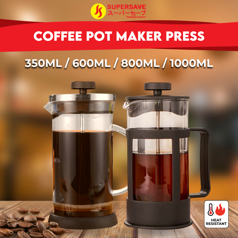 SUPERSAVE Coffee Maker Pot French Press Mixer Frother Barista Glass ...