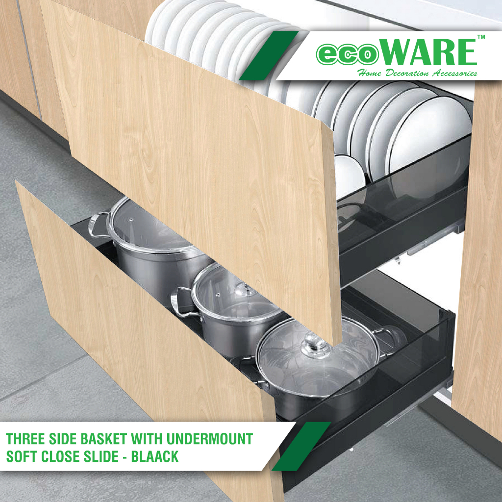 ecoWARE Three Side Basket With Undermount Soft Close Slide - Black Box ...