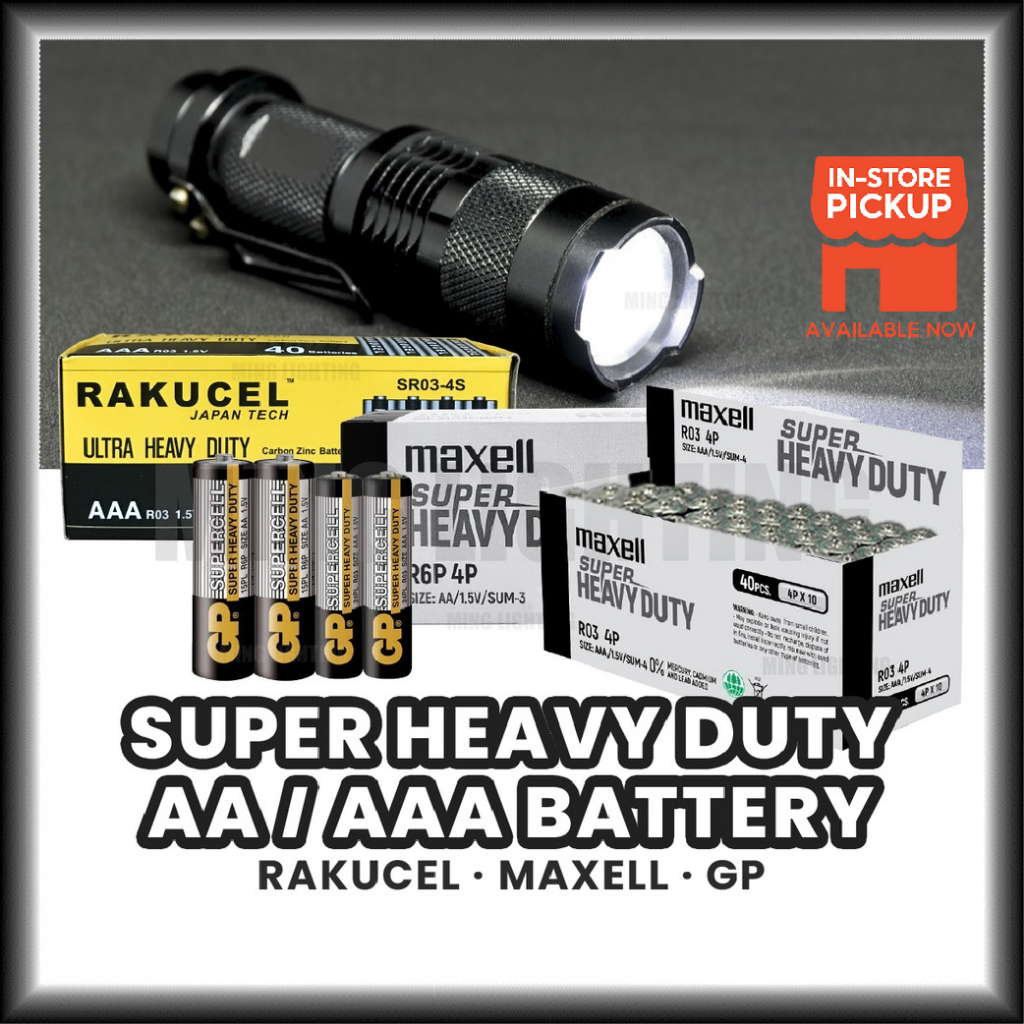 Bateri 1.5V AA AAA Battery Maxell Rakucel GP Super Heavy Duty Mainan ...