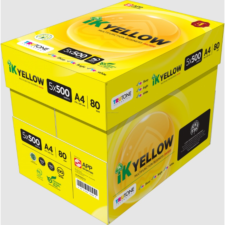 IK Yellow MultiFunction Business Paper A4 80g (5 X 80gsm X 500's) | Shopee Malaysia
