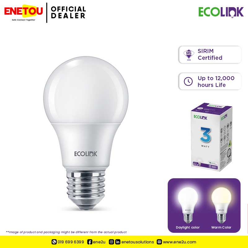 ECOLINK 3W LED BULB E27 230V (3000K | 6500K) | Shopee Malaysia