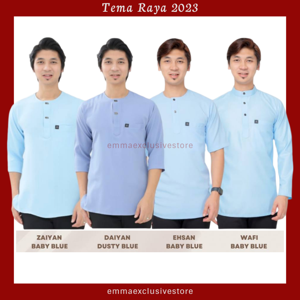 Kurta Raya 2023 Kurta Baby blue Dusty blue Kurta Lelaki Dewasa Murah ...