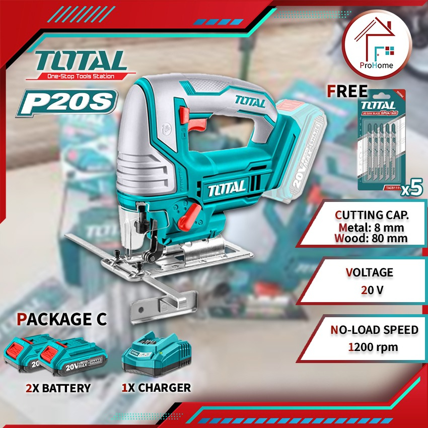 Total TJSLI8501 20V Li-ion Jig Saw / Mesin Potong Kayu / Cutter Machine ...
