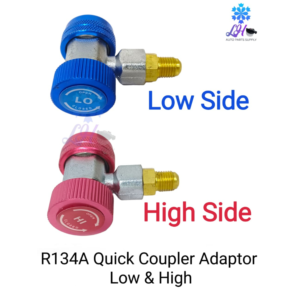 R134A Quick Coupler Head Adaptor Low Side (Blue) + High Side (Red ...