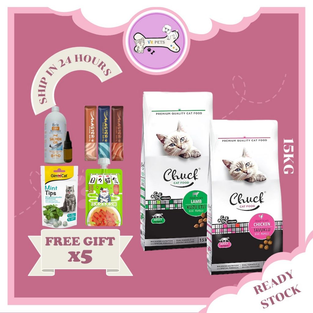 [FREE GIFT X5 ] Chuck Cat Food Premium Quality Adult Cat Food 15KG ...