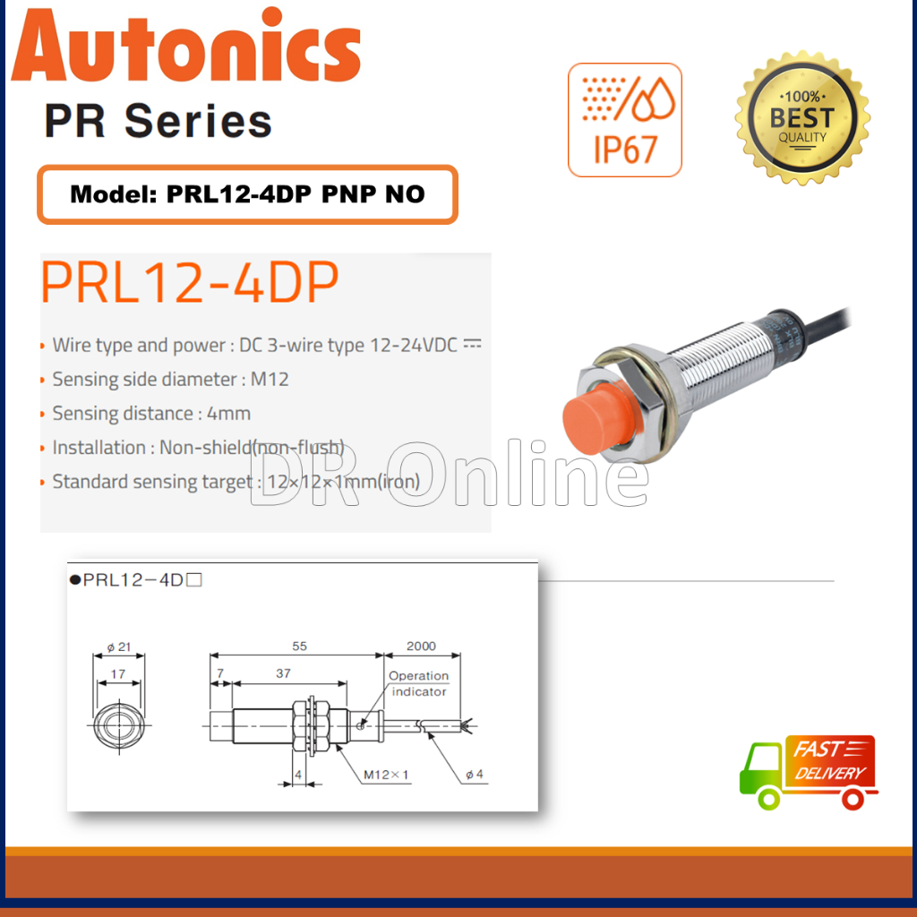 Autonics Proximity Sensor PR12-4DP M12 Sensing 4mm DC3 WIRE PNP NO 12-24VDC~ PR12-4DP | Shopee ...