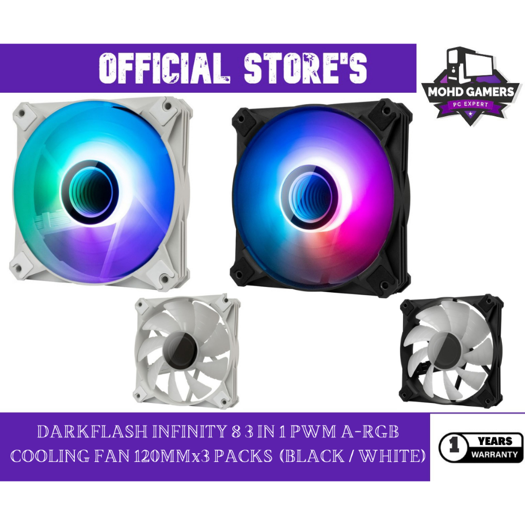 DARKFLASH INFINITY 8 3 IN 1 PWM A-RGB COOLING FAN 120MMx3 PACKS (BLACK ...