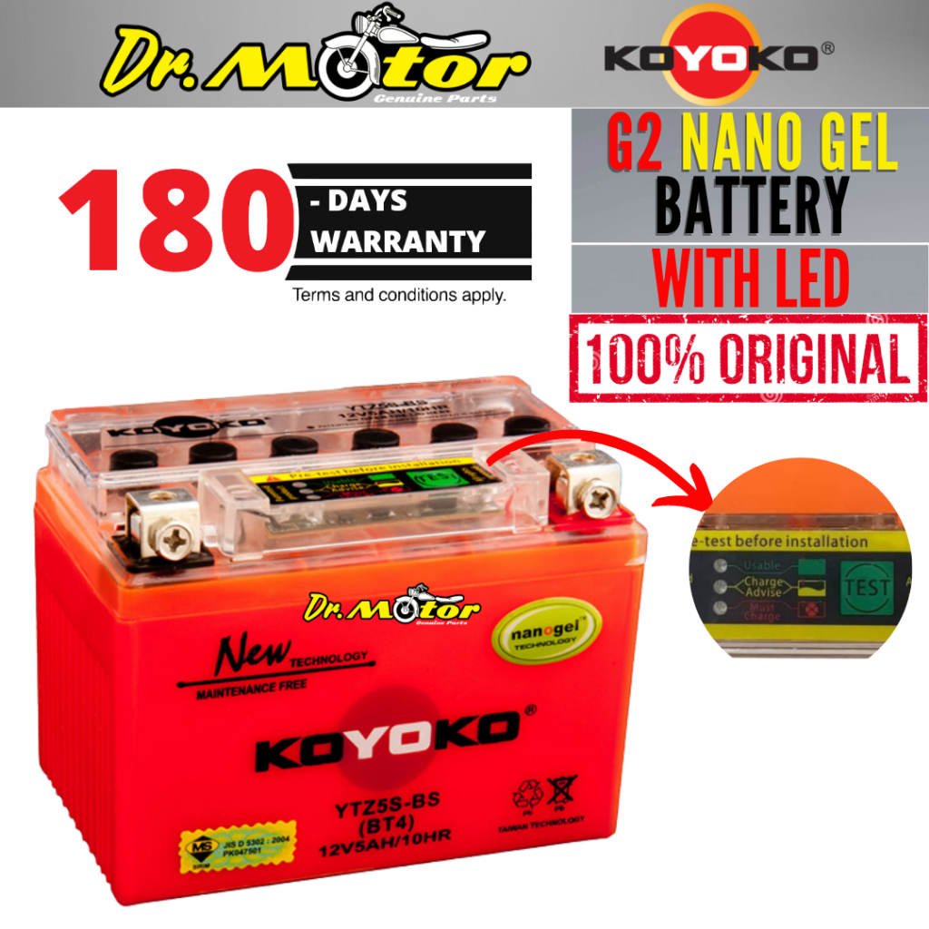 KOYOKO GEL G2 LED BATTERY BATERI MOTOR BATTERI YB3L YB4L YB5L YTZ5 YTZ6 ...